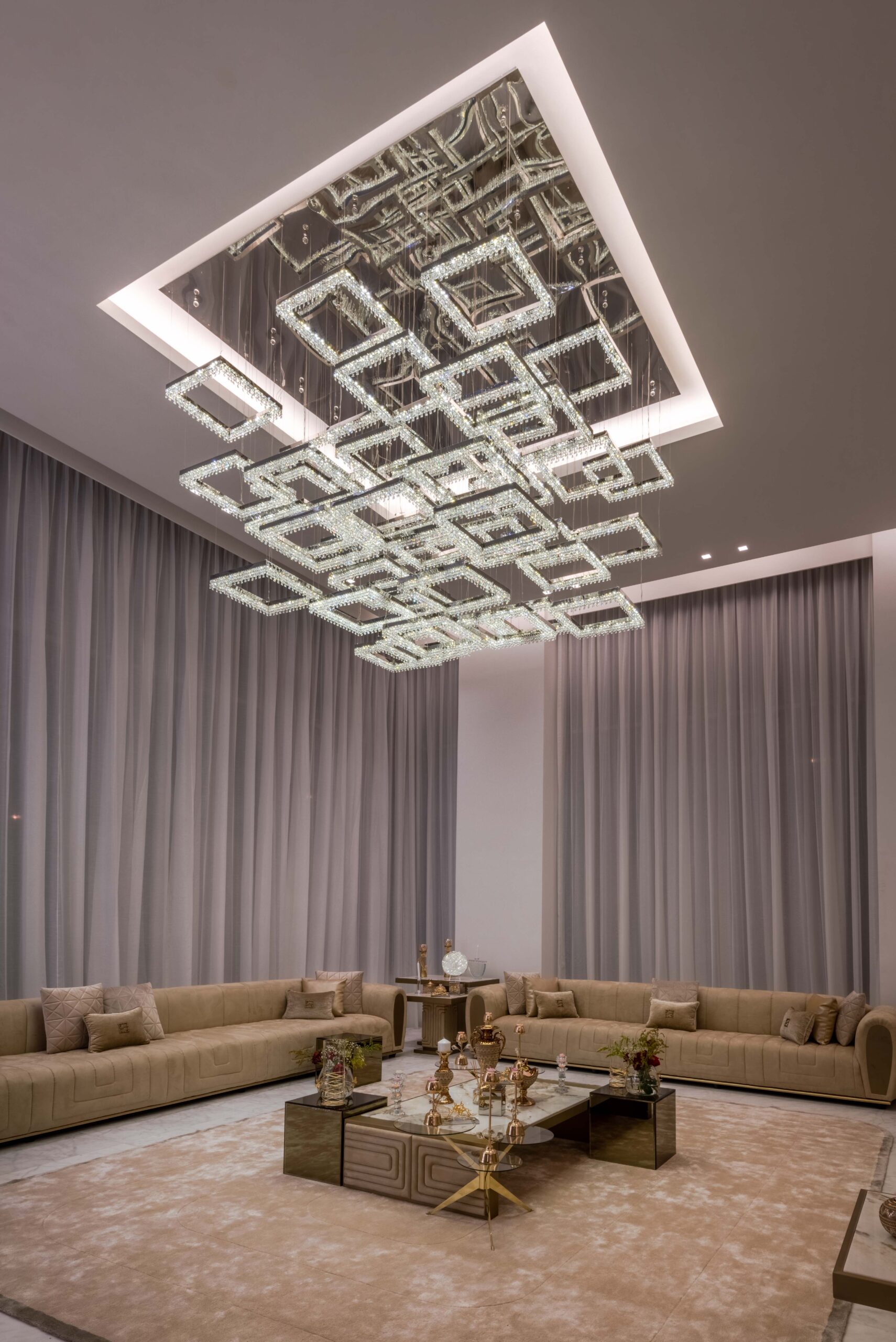 Custom Crystal Lighting for Sophisticated a Modern Villa